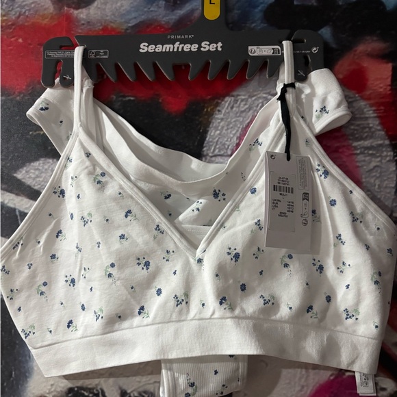 Primark | Intimates & Sleepwear | Primark White And Blue Floral Bra Set ...